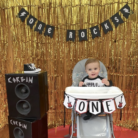 Party Supplies | One Rocks 1st First Birthday Wall Banner Rock N Roll ...